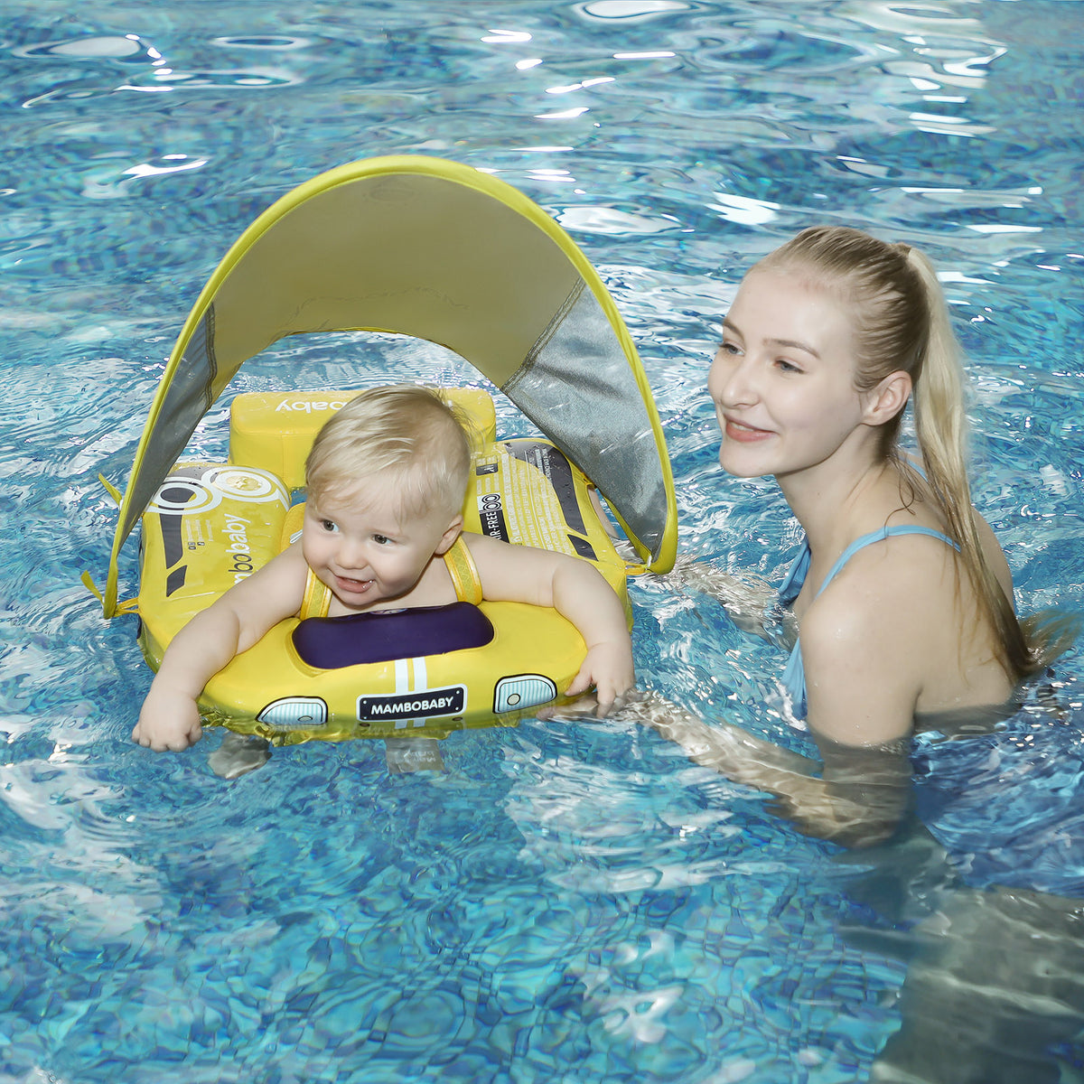 Car Non-Inflatable Baby Swim Float with Canopy and Tail and Crotch Mam ...